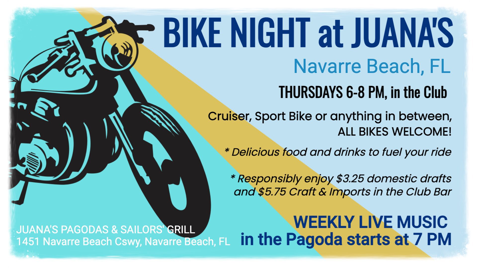 Bike Night at Juana's | Navarrebeach.com